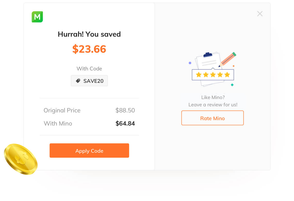Mino: Automatic Coupons & Promo Codes